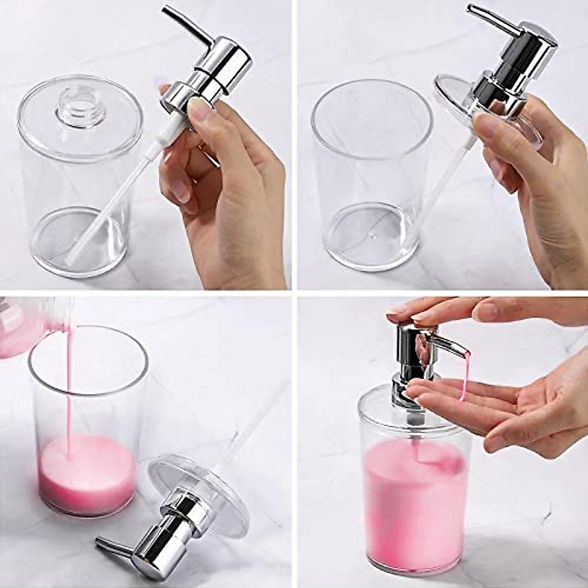 Transparent Bathroom Accessories Set 8 Pieces Bath Ensemble Includes Soap Dispenser, Toothbrush Holder, Toothbrush Cup, Soap Dish,New Apartment Essentials for Decorative Countertop