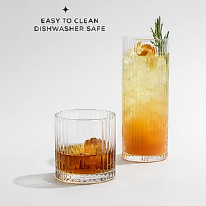 JoyJolt Fluted Whiskey Glasses – ELLE 10oz Short Drinking Glasses. 2 Ribbed Scotch Glasses. Gin and Tonic Glasses, Cocktail Glasses, Juice Tumblers & Water Glasses. Vintage Style Drinking Glasses