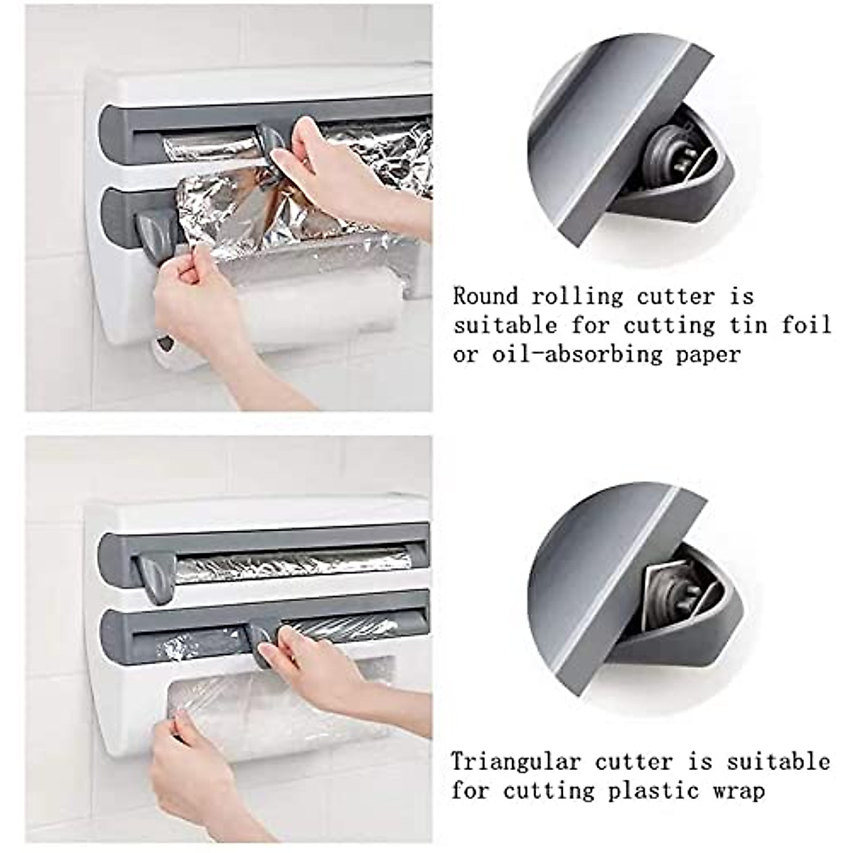 Multifunctional Storage Cutting Rack,4-in-1 Wall-Mount Sauce Bottle Storage Holder, Multi-Function Kitchen Plastic Wrap Cling Film Foil Dispenser with Spice Rack, Household Kitchen Tool Rack