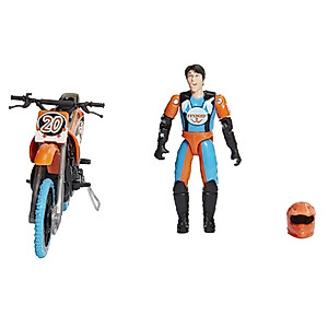 MXS Motocross Bike Toys Moto Extreme Sports, Bike & Rider with SFX Sounds by Jakks Pacific Action Figure Playsets - #20 Orange & Blue Rider, for Kids Ages 5+, (Model: 405052)