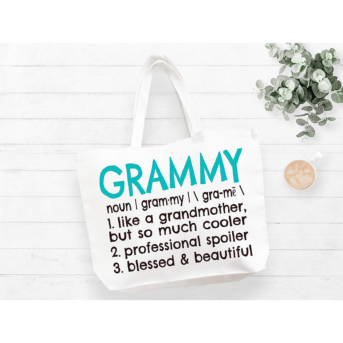 COCOVICI Grammy Tote Bag | Grammy Definition | Grandma Gifts | Grammy Gifts | Grammy Christmas Gift | Christmas Gift from Grandkids (Grammy Definition Turquoise/Black Font)