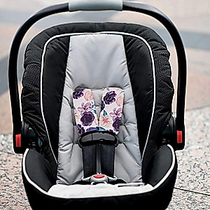 Baby Car Seat Neck Cover, Car Seat Strap Cover, Seat Belt Cushions Pads, Shoulder Strap Protectors, Reversible Pram Harness Covers in Minky Floral, Baby Neck Pad Protector