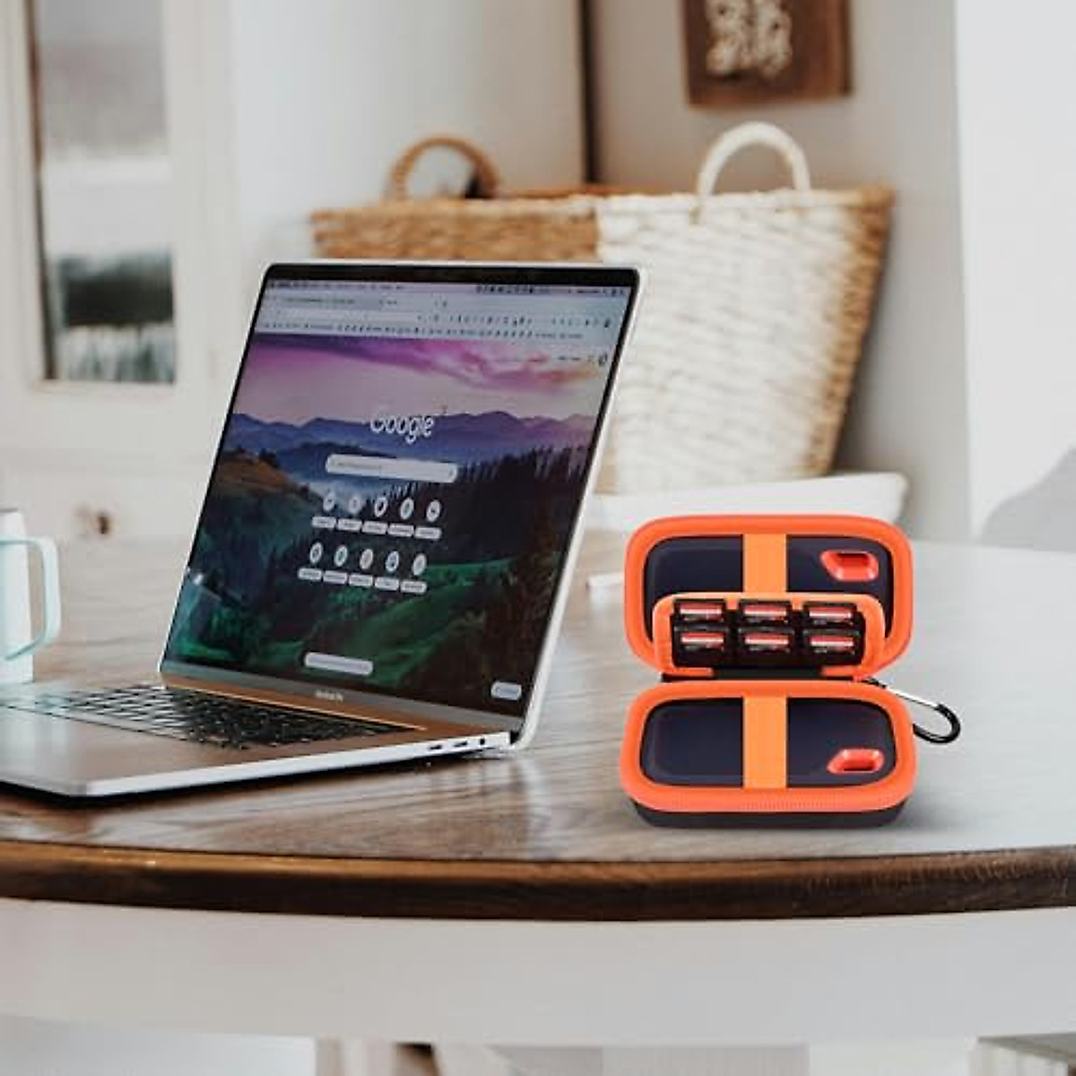 Case Compatible with SanDisk Extreme Pro/for SanDisk Portable SSD 1TB 2TB 4TB 500GB External Solid State Drive, Travel Storage Holder Bag for 2 SSD and Memory Card SD Card -Orange (Box Only)