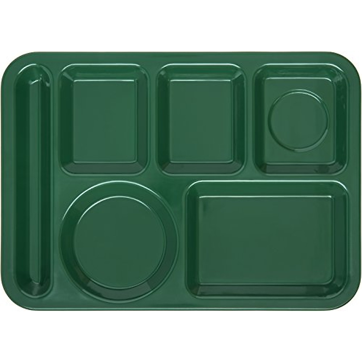 Carlisle FoodService Products Left-Hand Heavyweight 6-Compartment Melamine Tray 10" x 14" - Forest Green