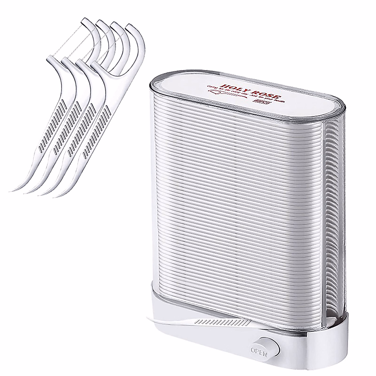 Dental Floss Picks Holy Rose Pop Up Flossers White Dispenser, with Adult Flossing Sticks 88 Count,No Fragrance Smell，Sealed Storage,Cleaning Teeth More Hygienic