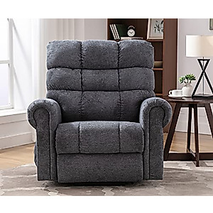 ANJ Large Power Lift Recliner Chair with Massage and Heat for Elderly Big People, Electric Wide Recliners, Heavy Duty and Safety Motion Fabric Reclining Mechanism with USB Ports, Side Pocket, Grey