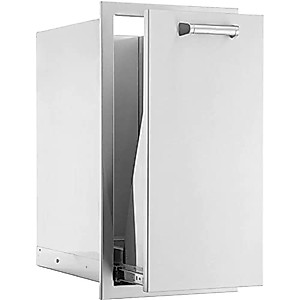 BBQGUYS Signature 13-Inch Stainless Steel Narrow Roll-Out Trash Bin - Contempo