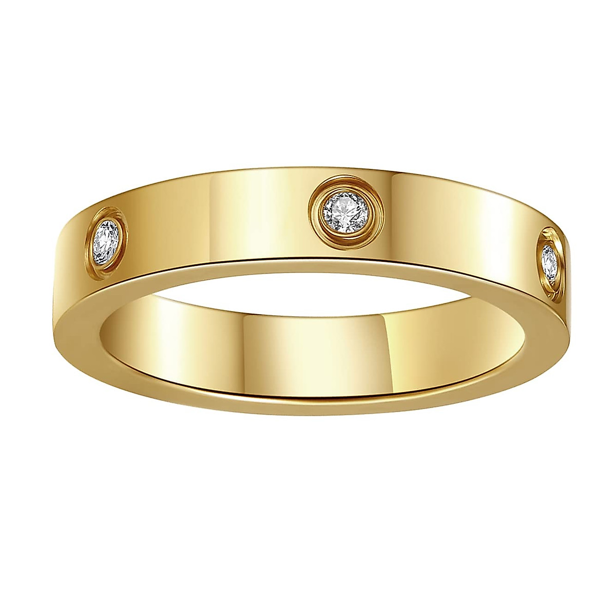 Rinspyre Love Friendship Ring 18K Gold Ring for Women Non Tarnish Silver Rose Plated Cubic Zirconia Stainless Steel Promise Ring Wedding Band Jewelry Birthday Gifts for Women, Size 7