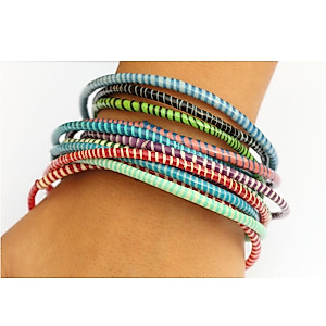 SayitBands.com 10 Recycled Flip Flop Bracelets Assorted Colors Hand Made in Mali, West Africa