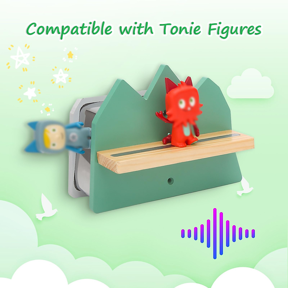 Taladad for Tonie Shelf Tonies Figures Storage,Magnetic Wooden Floating Shelves Compatible with Tonie Box Player Character for Children Room (Hill)