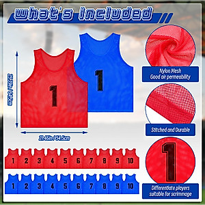 Meooeck 20 Player Flag Football Set Training Equipment Include Flag Football Jersey, Football, Belt, Flag, Cone