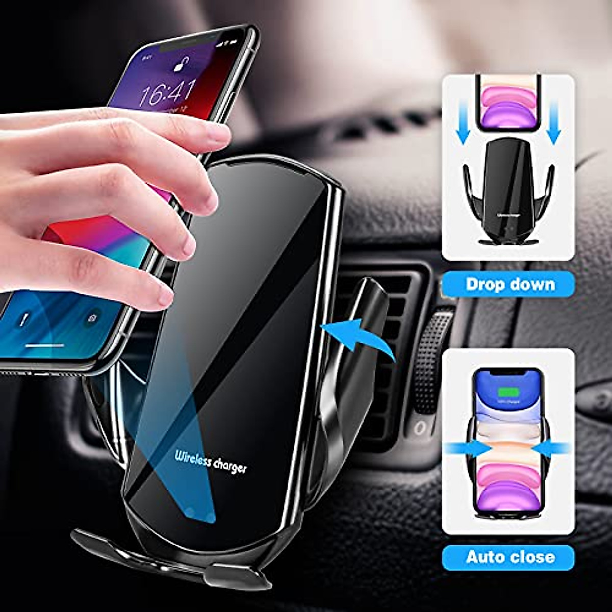 Wireless Car Charger, 10W Wireless Car Charger Mount,Phone Holder Car Wireless Charger for iPhone 13/13 Pro /12/12 Pro/ 11/11 Pro/Xr/Xs/X/8, Samsung S