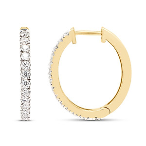 SAVEARTH DIAMONDS 1 1/10 ct.t.w Round Cut Lab Created G-H Color Moissanite Diamond Hoop Earrings In 14K Yellow Gold Over Sterling Silver Jewelry For Women Engagement Wedding, (1.10 Cttw, VVS1 Clarity)