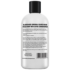 Bluebeards Original Fresh Mint Beard Care for Men, 8.5 oz. - Natural Peppermint Oil Formula for Deep Cleansing, Softening, and Conditioning Beard and Skin - Made in USA
