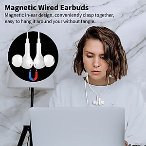2-Pack USB C Headphones Magnetic Wired Earbuds in-Ear USB C Earphones with Mic Volume Control Stereo Noise Canceling for iPad Air (M2),Samsung S24 S23 Ultra S22 S21 S20 A53,Pixel 6a 6 7 OnePlus 11