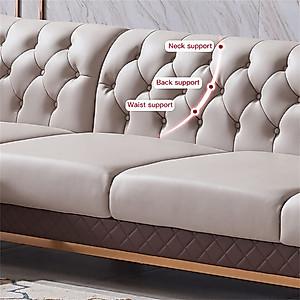 FANCUF Antique Imported Leather Three-person Sofa Recliner Full-size Sofa Bed Sofa Combination Furniture