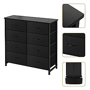 AZL1 Life Concept Storage Dresser Furniture Unit-Tall Standing Organizer for Bedroom, Office, Living Room, and Closet-8 Slim Drawer Removable Fabric Bins, Black - 8