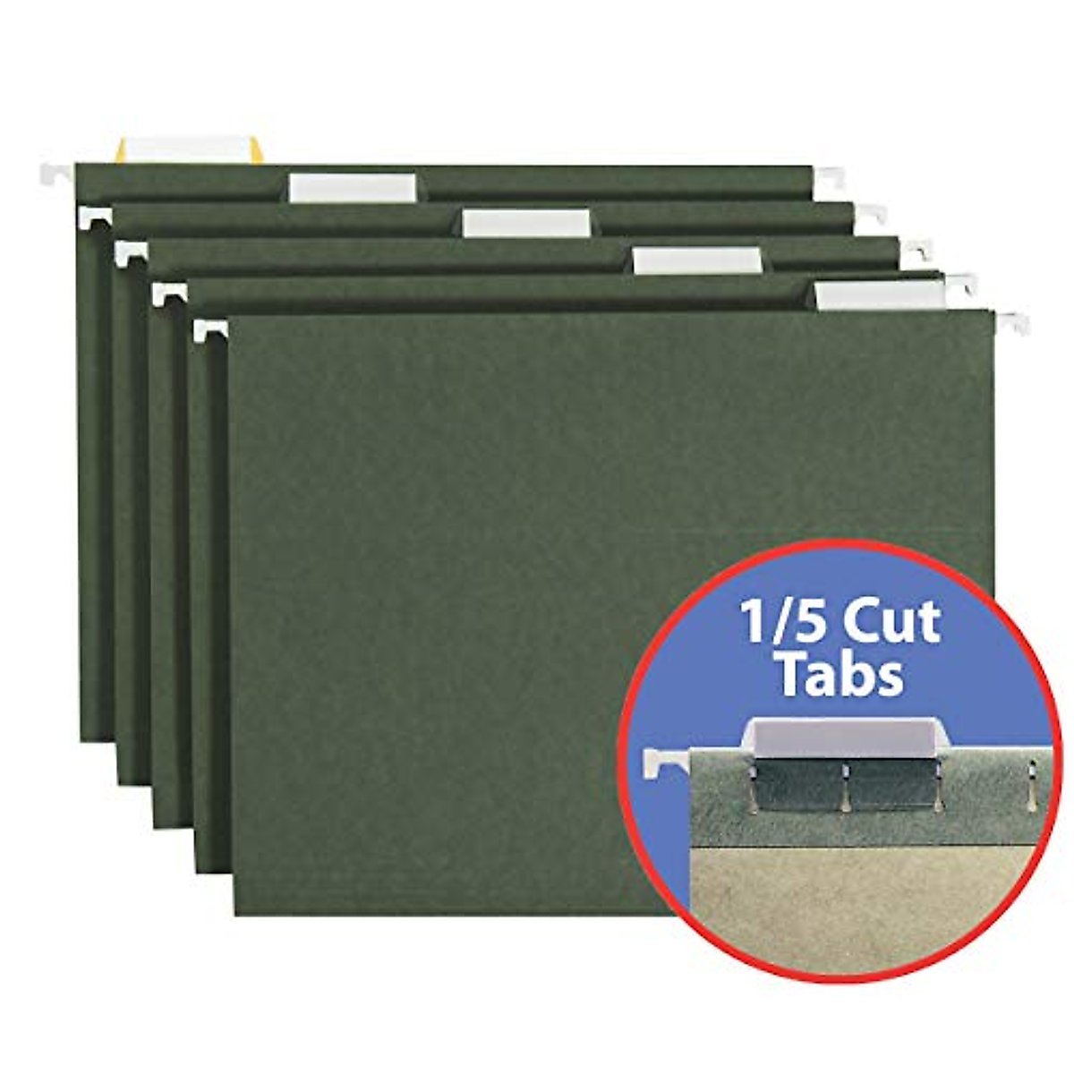 Smead Hanging File Folder with Tab, 1/5-Cut Adjustable Tab, Letter Size, Standard Green, 50 per Box (64029)