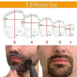 RIMOL Beard Shaper Goatee Mustache Grooming Tool Face Hair Styling Template for Man - Transparent - 5 PCS/Set (Transparent)
