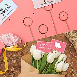 BOYIVI 40 Pieces Metal Wire Floral Place Card Holder Pick Love Floral Card Holder Picks Gold Card Note Table Number Memo Holder Gold Photo Clip for Wedding Birthday Baby Shower Party Favor (Round)