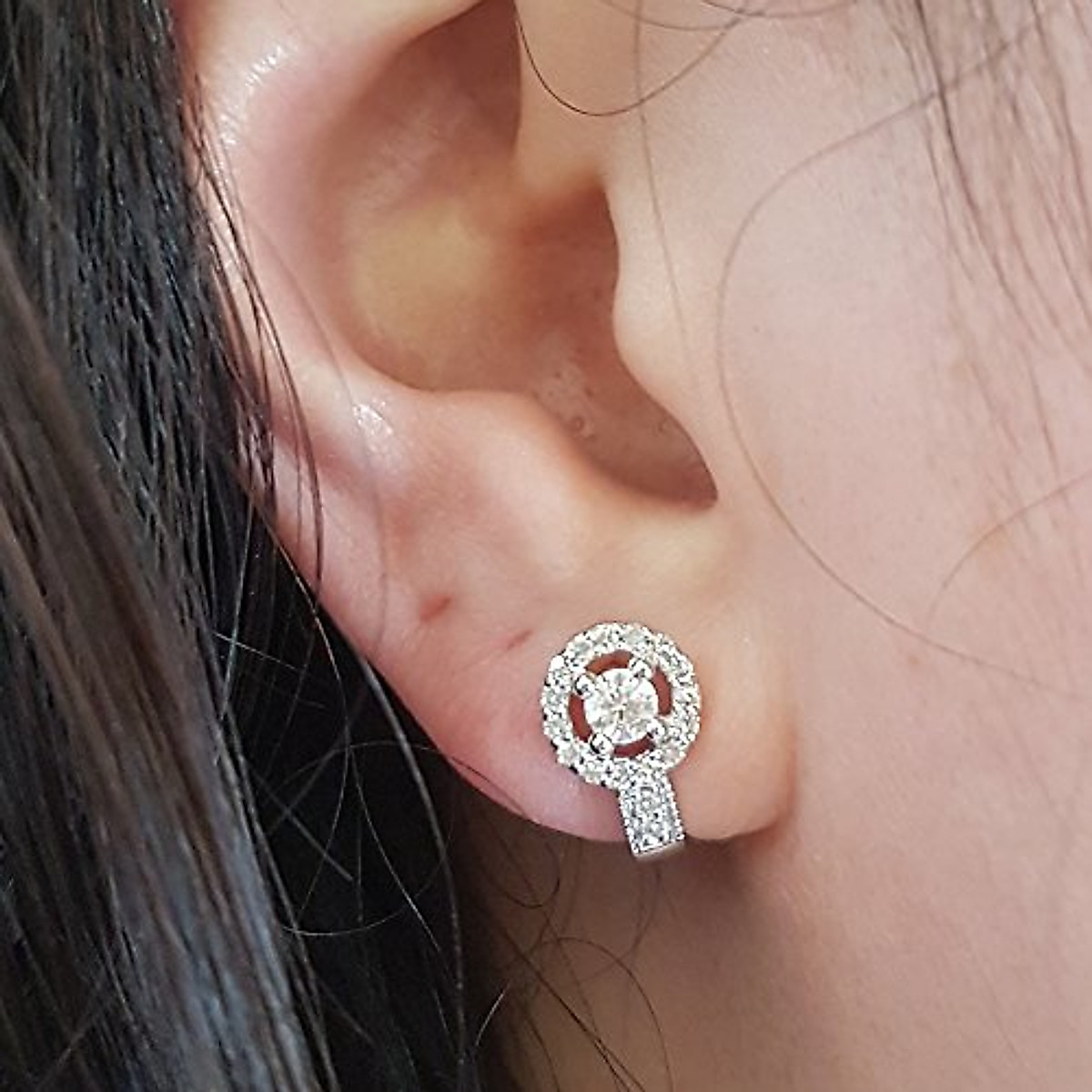 Dazzlingrock Collection 0.50 Carat (ctw) 14K Round White Diamond Ladies Halo Style Hoop Earrings 1/2 CT, White Gold