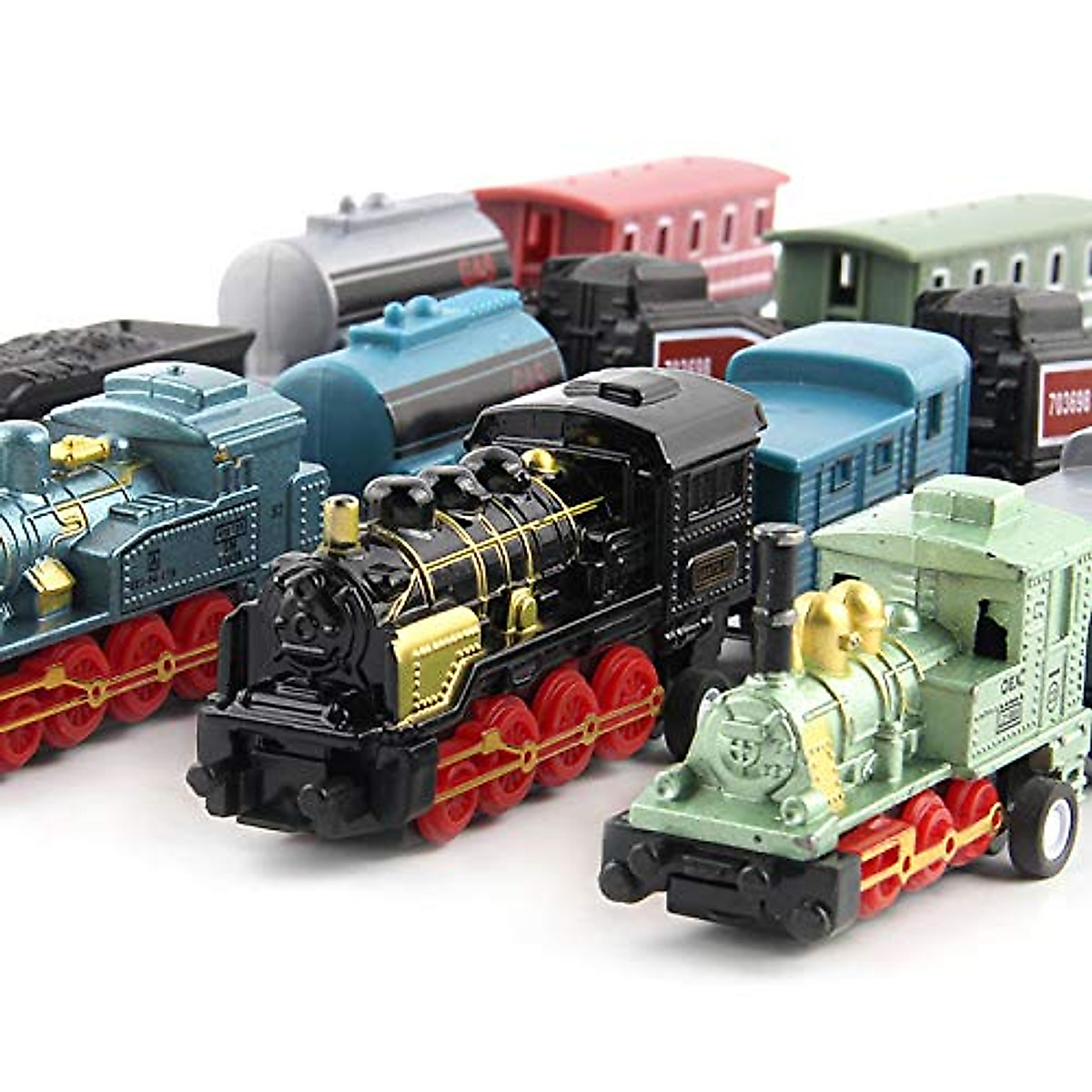 Exasinine Mini Simulation Steam Train Pull-Back Train Model Diecasts Locomotive, Set of 4