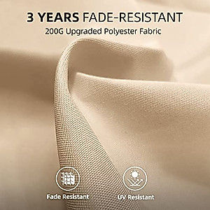 wikiwiki 80 Lbs Round Weighted Patio Umbrella Base, (Dark Brown) & 9ft Outdoor Patio Table Umbrella, Sturdy Solar Led Market Umbrella - Beige