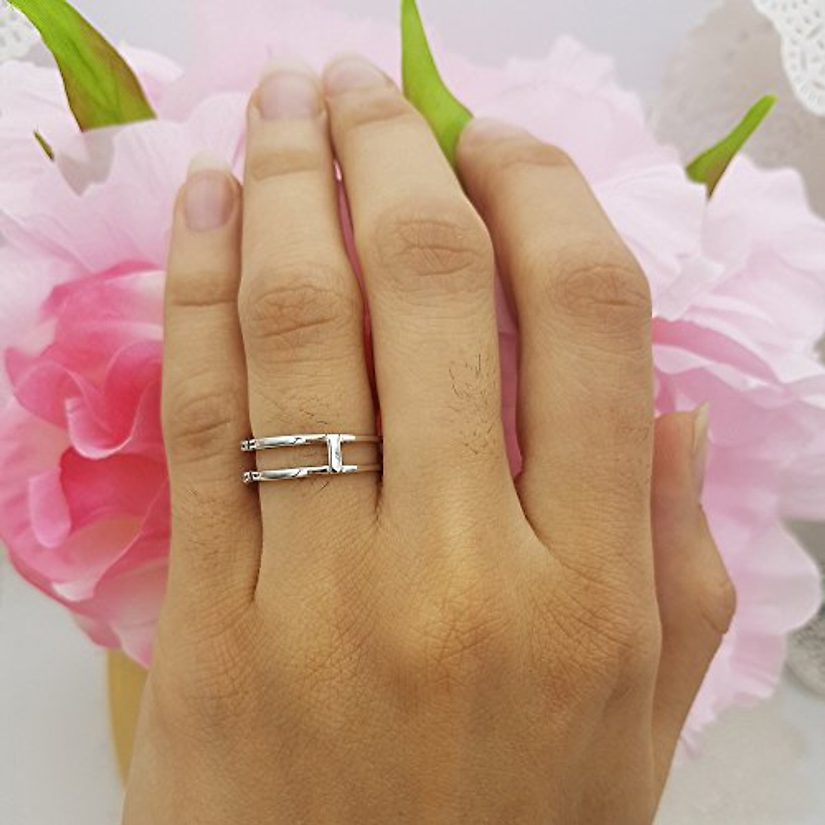 Dazzlingrock Collection Round Alternate Black Diamond & White Diamond Wedding Enhancer Guard Ring for Women in 10K White Gold, Size 8