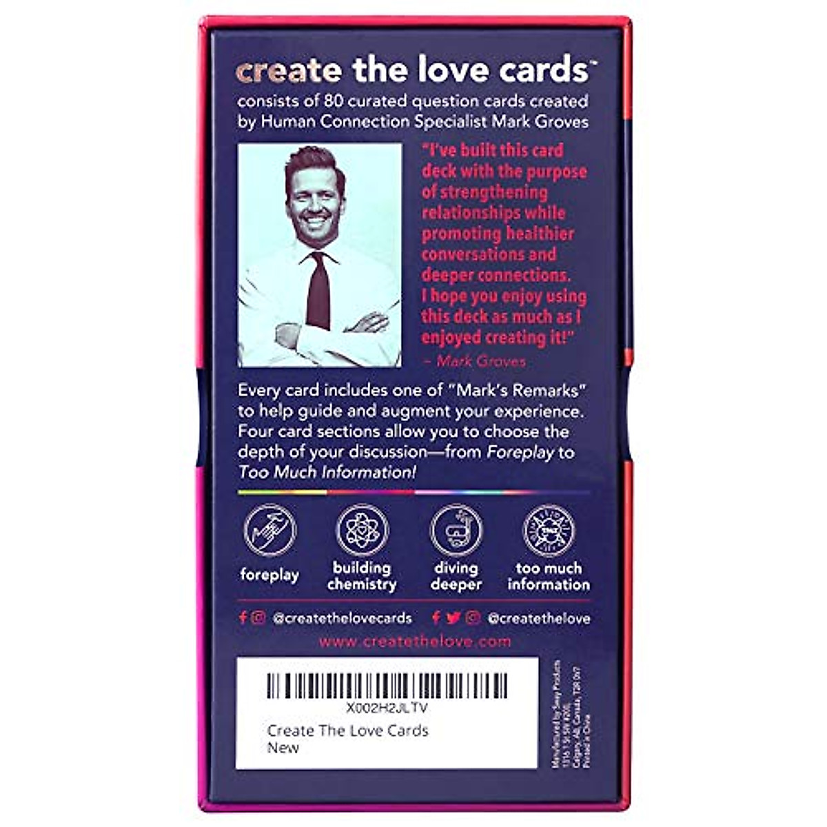 Create The Love Cards: Dating and Relationship Conversation Starters. This Couples Card Game Improves Date Night, Deepens Intimacy and Strengthens Communication.