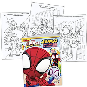 Spidey and His Amazing Friends Activity Set Bundle - Spiderman Coloring Book, Spiderman Stickers, 2-Sided Superhero Door Hanger and More, Red