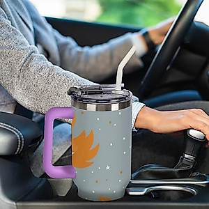 Cute Red Fox 40 Oz Car Cup Stainless Steel Travel Mug Leak-Proof Insulated Tumbler with Handle Violet-style
