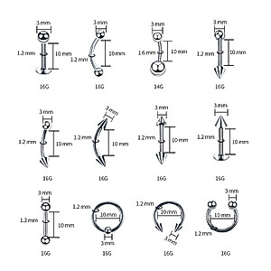 A-minusone 84 PCS Body Septum Piercing Kit 14G 16G Tools for Nose Tongue Lip Ear Eyebrow Belly Button Cartilage Tragus Industrial Barbell Helix Daith Piercing Jewelry Clamps