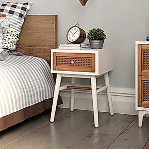COZAYH Set of 2 Fully-Assembled Modern Farmhouse Clean-Lined Nightstand, End Table with 1 Drawer,Distressed White (X03008-1-2P)