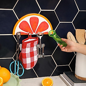 Jubi Key Holder Wall Mount, 3D Blood Orange Slice Design – Decorative Hooks for Hanging, Modern Entryway Wall Decor, Aesthetic Jewelry Organizer – Unique Gifts Heavy Duty Ceramic Hand-Painted