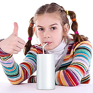 Vesici Sublimation Blanks Sippy Cups, 12 oz Sublimation Straight Sippy Tumblers, Toddler Insulated Stainless Steel Travel Mug Water Bottle with Handles for Kids and Children(6 Pieces)