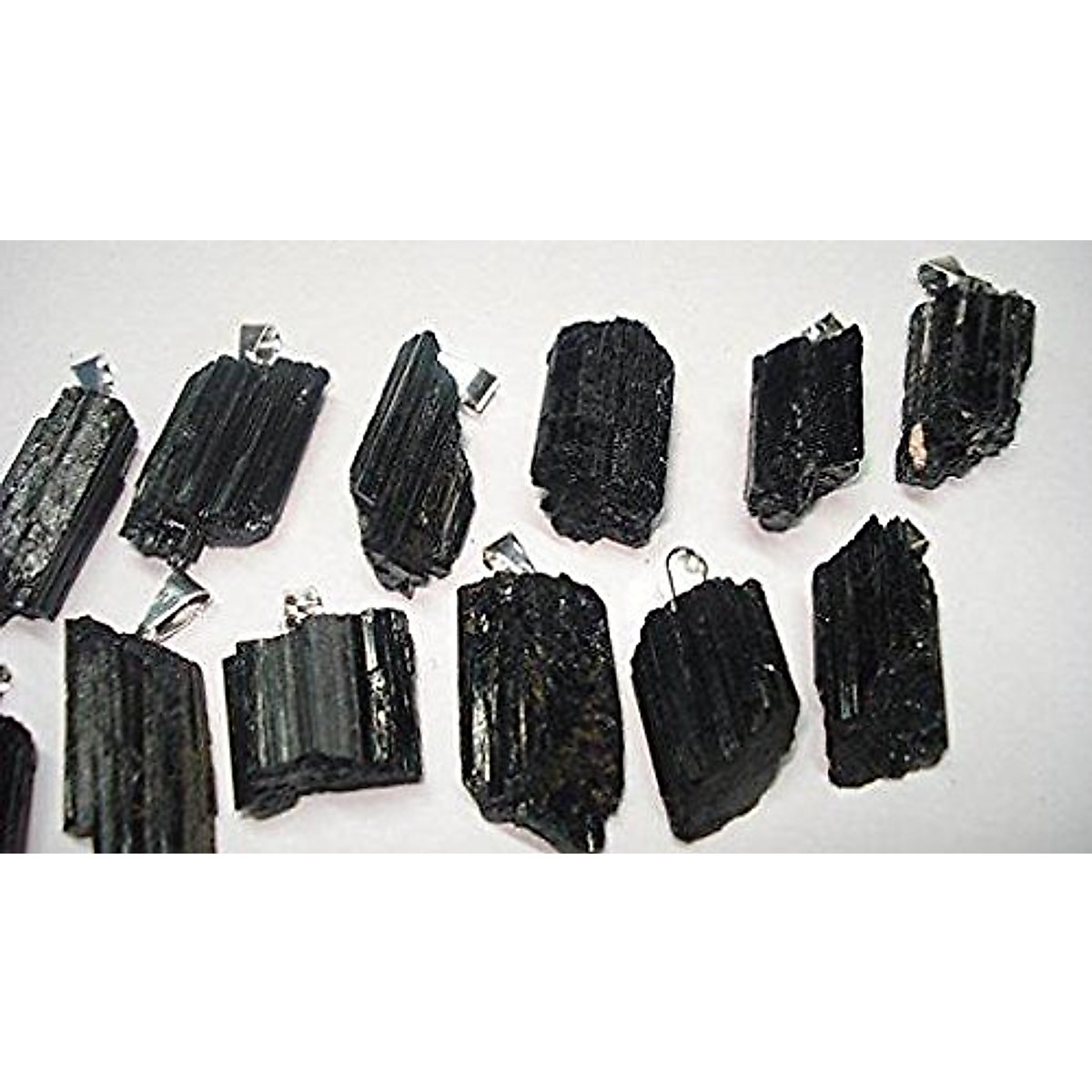 1pc Raw Black Tourmaline Rough Natural Free Form Crystal Healing Gemstone Pendant with Metal Bail Loop