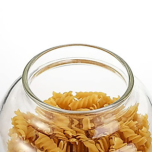 Bekith 2 Pack Large Glass Food Storage Container with Airtight Wooden Lid, 66 FL OZ(1950ml) Glass Food Canister for Kitchen and Pantry Organization, Cereal Dispenser Jars for Spaghetti Pasta, Tea, Coffee