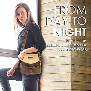 SIXTEASE Crossbody Bag for Women Vintage Style Genuine Leather, Upcycled Canvas, Rug, or Hair On - Cross Body Womens Bags with Inside Zipper Pockets - Larissa