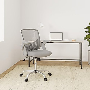 Office Chair, Desk Chairs Mesh Computer Desk Chair with Wheels Ergonomic Office Chair Height Adjustable Swivel Task Chair with Mid Back, 90° Flip-up Arms and Lumbar Support, Grey