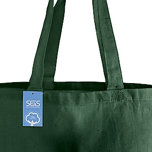 Simply Green Solutions Reusable Cotton Cloth Grocery Craft Bag, 15 x 16 Reusable Tote with Handle, Pack of 5, Forest Green