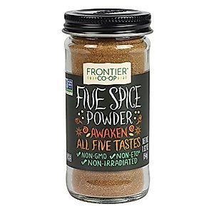 Frontier Co-op Five Spice Seasoning, 1.92 Ounce, Cinnamon, Fennel Seed, Cloves, Star Anise & White Pepper, Non GMO, Kosher
