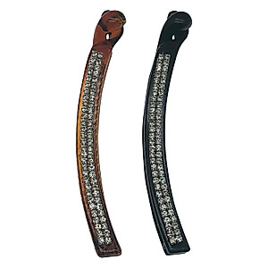 Large Double-row Rhinestones Ponytail Banana Clips French Black and Brown Hair Clips Pony Tail Holder Tiny Teeth Inside Slide Clips for Fine Hair