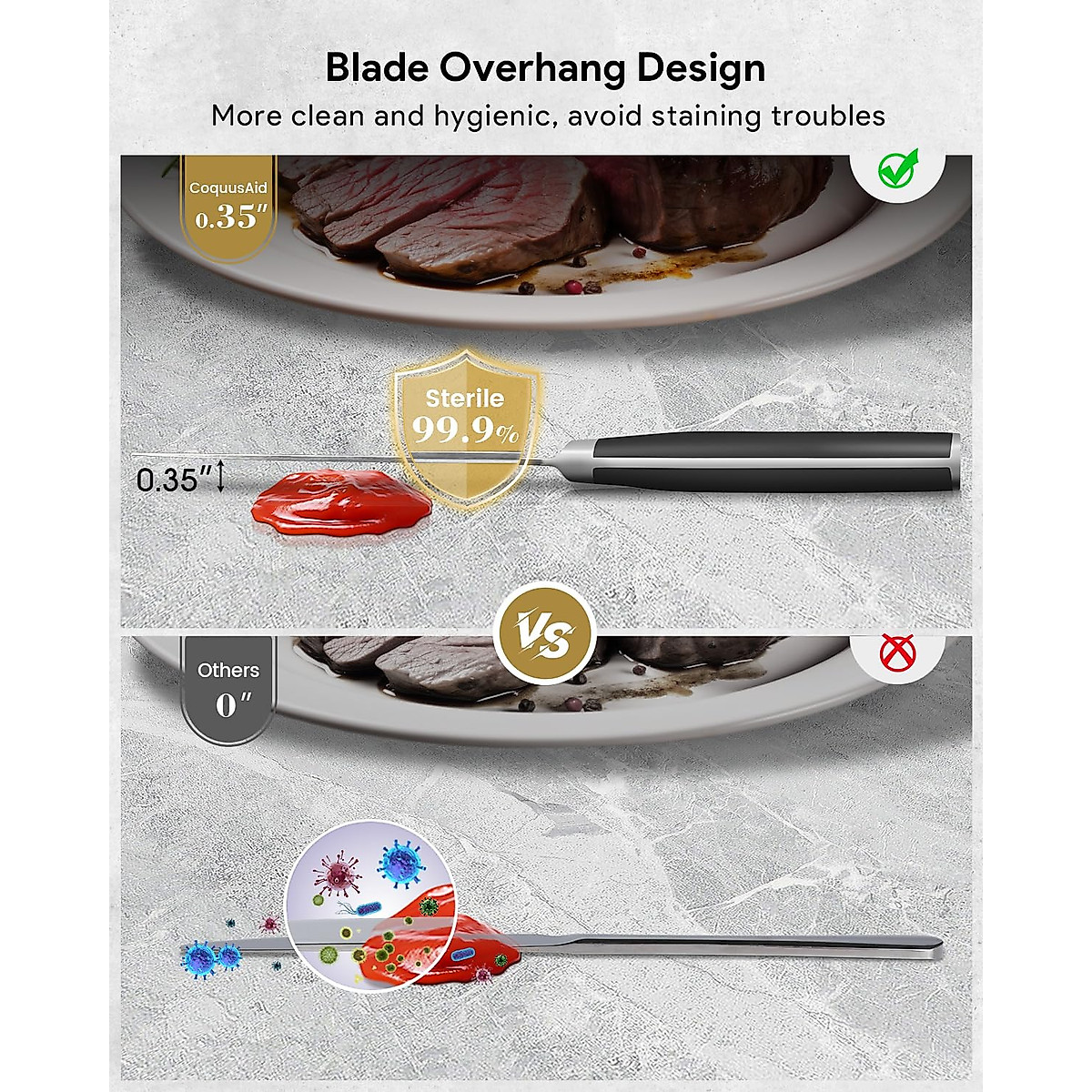 Knife Set, 15 PCS Kitchen Knife Block Sets with Sharpener, 6 Steak Knife Set Serrated with Block, Forged German Stainless Steel Rust Proof Knives, Dishwasher Safe Black, New Beveled Design