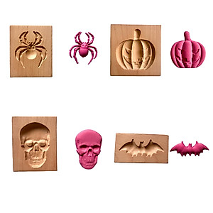 Wooden Cookie Molds for Baking, Wood Springerle Cookie Cutter Carved for Christmas,Halloween,Easter,Cookie Presses Stamps for Kitchen DIY and Family Gatherings