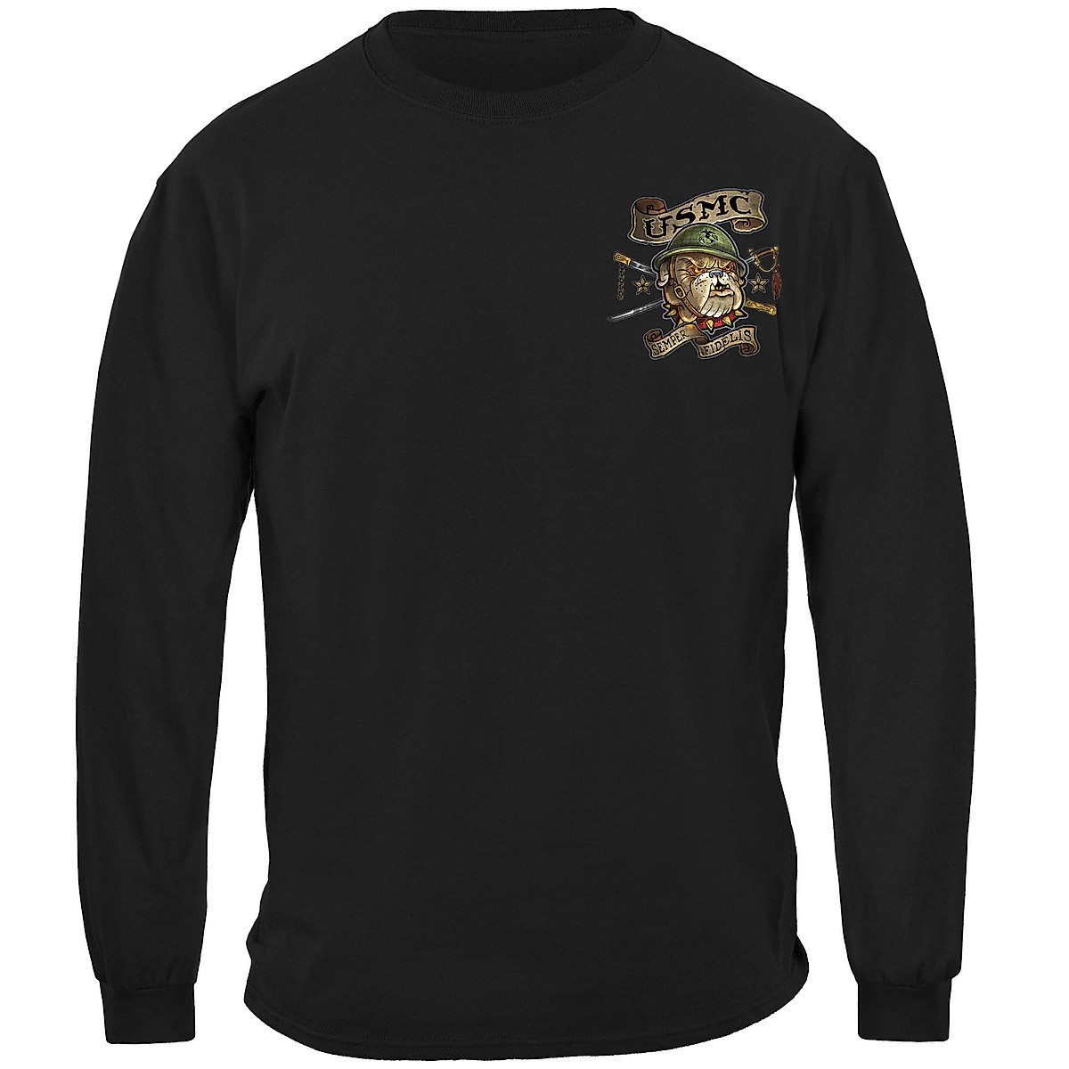 Erazor Bits US Marines US Marine Corps T Shirt - Marine Corps Tee Long Sleeve Shirts -Black X-Large