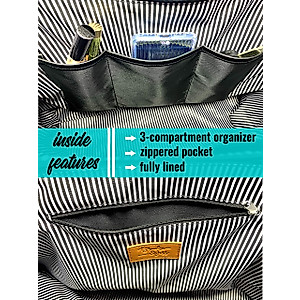 Brooke & Jess Designs Chaos Coordinator Tessa Black Zipper Canvas Tote Bag - Gift Ideas for Female Bosses, Thank You Office Appreciation Gift