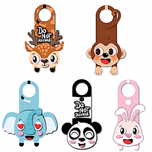 ED-Lumos 10Pcs DIY Door Hanger Signs Do Not Disturb 3D 5 Animals Design for Kids Children Bedroom Door Decoration Gifts