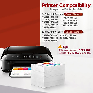 Toner Kingdom Compatible Ink Cartridge Replacement for Canon 280 281 PGI-280XXL CLI-281XXL PGI 280 CLI 281 XXL Ink for PIXMA TR7520 TR8520 TS6120 TS6220 TS6320 TS8120 TS9120 TS9520 Printer (5 Pack)