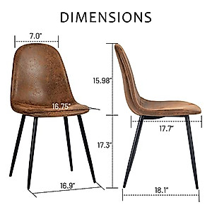 dreamlify Dining Chairs Set of 4 - Mid Century Modern Side Chair Lounge Chairs 4 PCS with Comfortable PU Cushion Seat Back Metal Legs for Living Room, Kitchen Dining Room, Rustic Brown