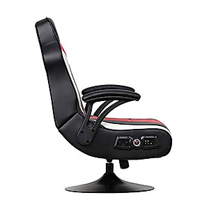 X Rocker Falcon Pedestal PC Office Computer Gaming Chair, 2.1 Wireless Audio System, Subwoofer, Padded Armrest, 5152501, 32" x 25" x 42", Black, Red, and White